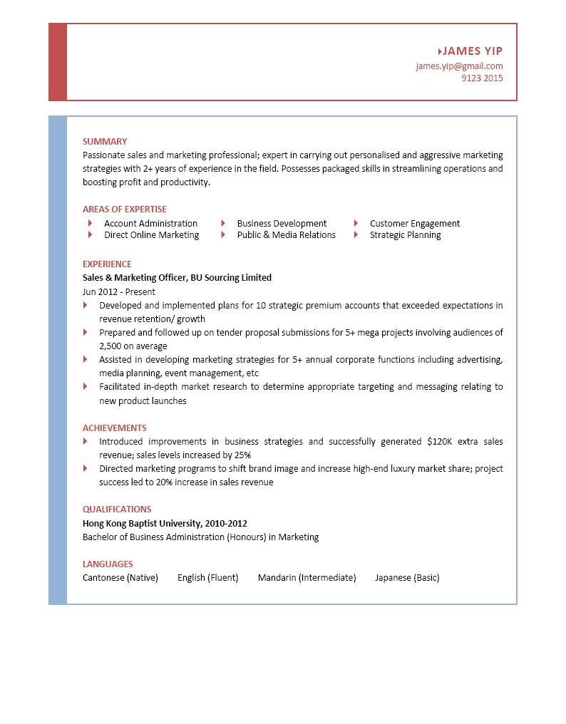 Sales And Marketing Officer Cv Sample Discover The Best Cv Examples 