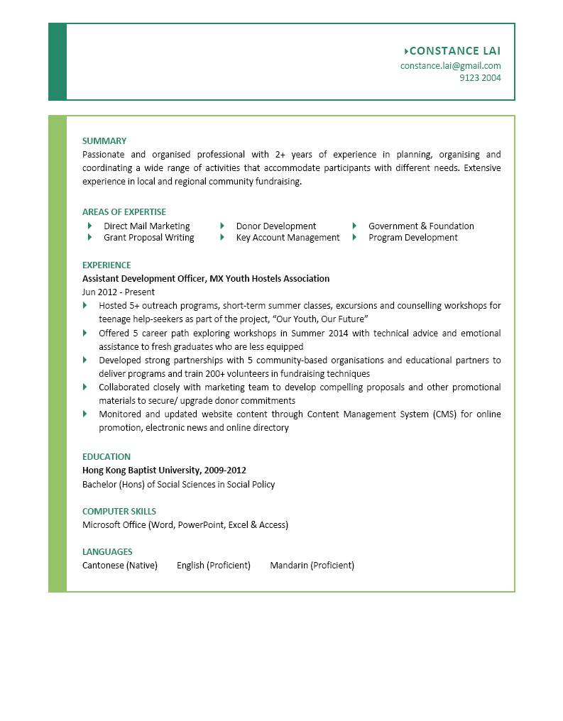 Assistant Development Officer CV